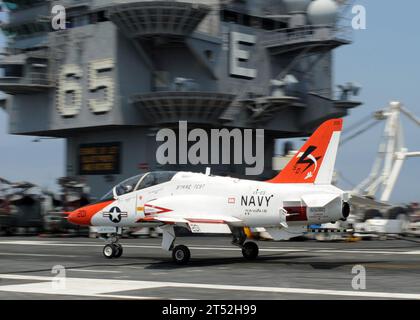 A T-45C Goshawk lands aboard the aircraft carrier USS Gerald R. Ford ...