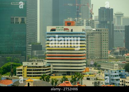 A view of the Sim Lim Tower electronics mall from distance, Singapore ...
