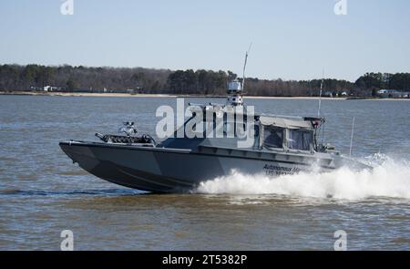 The unmanned surface vessel Powervent, with the U.S. Navy's Naval ...