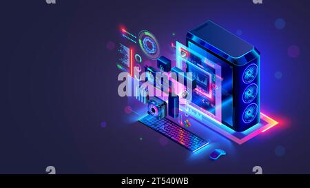 Neon graphic card GPU PC personal computer hardware components red ...