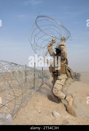 concertina wire, Naval Mobile Construction Battalion (NMCB) 5, SEABEES ...