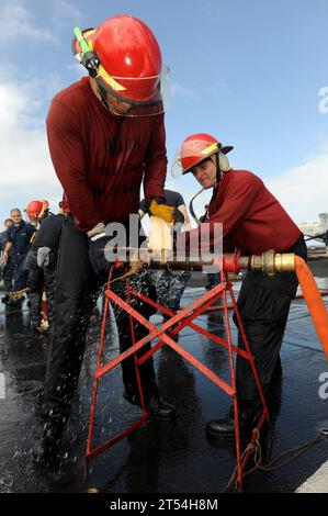 damage control Olympics, firefighting equipment, pipe patch, Sailor, U ...