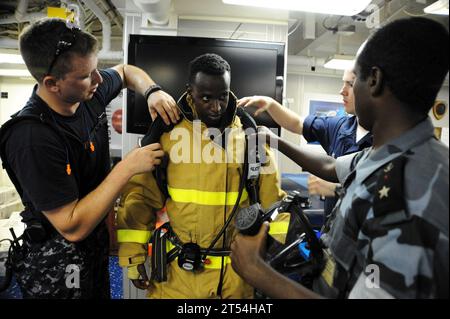 Damage Control, ddg-51, Djibouti, fighting, fire, hose handling ...
