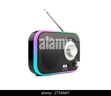 FM radio receiver with antenna on light blue background Stock Photo - Alamy