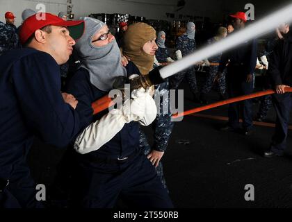 fire hose handling techniques, Pacific Ocean, Sailors, U.S. navy , USS ...