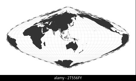 Vector world map. Sinusoidal projection. Plain world geographical map ...