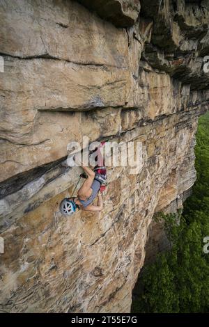 Female Traditional Rock Climbing Gunks NY USA Stock Photo - Alamy