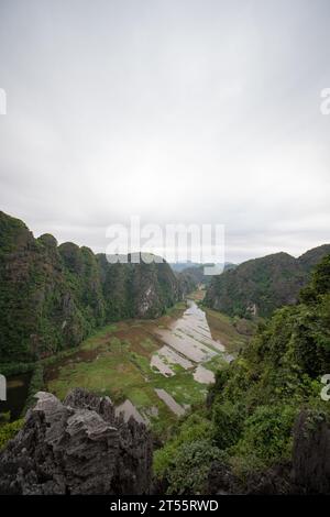 Stunning panorama of Ngo Dong River and the paddy fields below from the ...