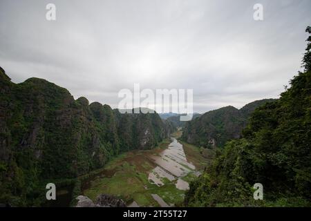 Stunning panorama of Ngo Dong River and the paddy fields below from the ...
