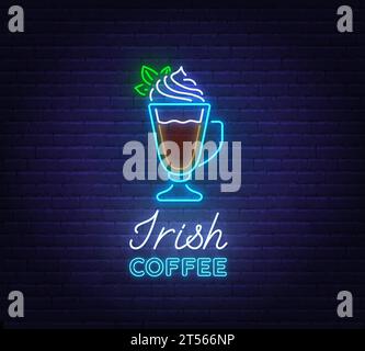 Irish party neon sign. Beer glass with shamrock Stock Vector Image ...