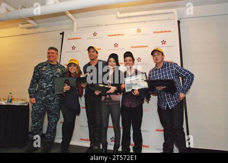 US Navy he cast of Nickelodeon's TV show iCarly poses for a with Stock ...