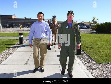 U.S. Navy Rear Adm. John Messerschmidt, front, the director of ...