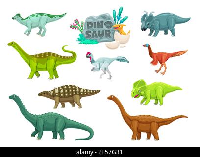 Cartoon dinosaurs, ancient reptiles characters. Prehistoric reptile ...