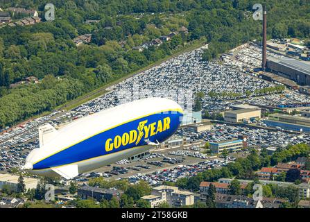 Aerial photo, Zeppelin NT sightseeing flight over Essen, in front of ...