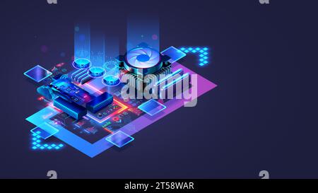 Semiconductor circuit boards. Hardware computer components microchip diodes motherboard ...
