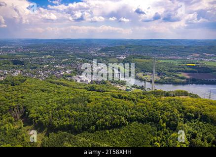 Aerial view, Ruhr Viaduct Herdecke, sailing boats, river Ruhr, Herdecke ...
