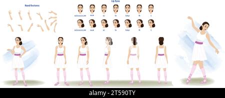 A Female model sheet. Woman creation set. Girl turnaround sheet, hand ...