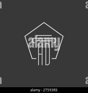 HD initial with monoline pillar logo style, luxury monogram logo design for legal firm vector ...