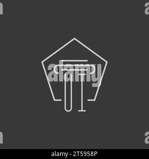 UI initial with monoline pillar logo style, luxury monogram logo design for legal firm vector ...