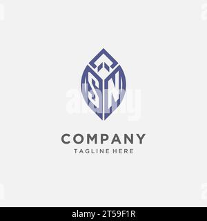 SN monogram initial logo with clean modern shield icon design ...