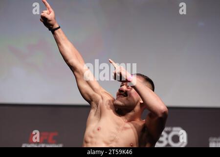 Elves Brener during the ceremonial heavyweight weigh-in for UFC Fight ...