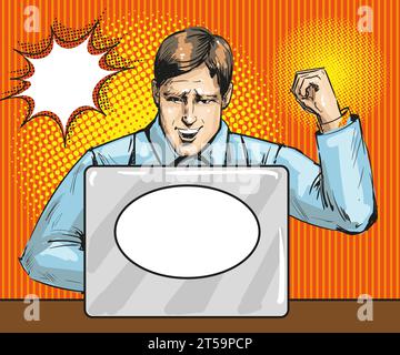 cartoon excited man with speech bubble Stock Vector Image & Art - Alamy