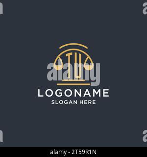 TU initial logo with scale of justice and shield icon, luxury and ...