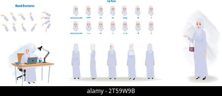 Girl Student Character Model sheet with Walk cycle Animation Sequence ...