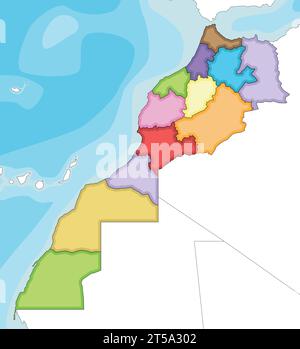 Vector illustrated map of Morocco with regions and administrative ...
