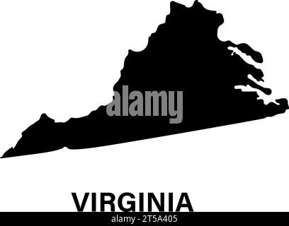 Virginia VA state Map USA. Black outline map isolated on a white ...
