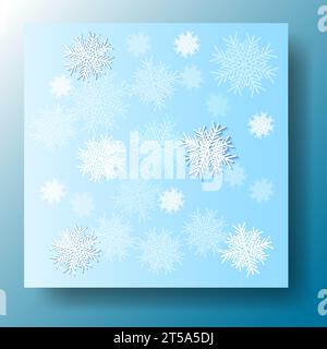 Cute falling snow flakes illustration. Wintertime speck frozen granules ...