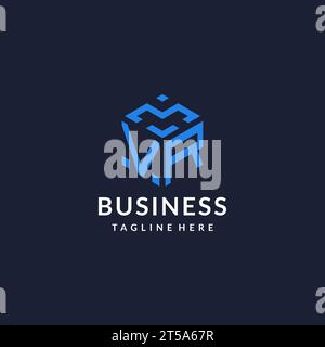 VR initial monogram logo with hexagonal shape style, real estate logo design ideas inspiration ...