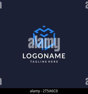 MU initial monogram logo with hexagonal shape style, real estate logo ...