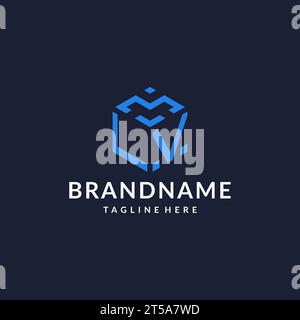 LV logo hexagon designs, best monogram initial logo with hexagonal shape design ideas ...