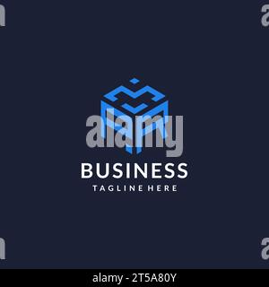 PR initial monogram logo with hexagonal shape style, real estate logo ...