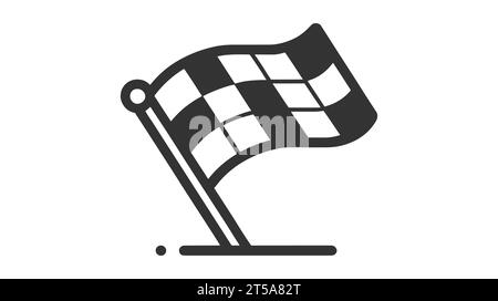 Starting line black and white checkered flag with START text icon. Race and motivation concept ...
