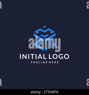 ZT initial monogram logo with hexagonal shape style, real estate logo design ideas inspiration ...