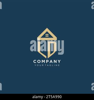 Initial LD logo with creative house icon, modern and professional real ...