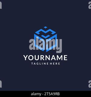 DJ initial monogram logo with hexagonal shape style, real estate logo ...