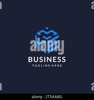 KE initial monogram logo with hexagonal shape style, real estate logo design ideas inspiration ...