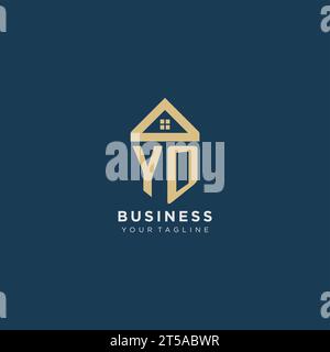 Initial YO home logo with creative house element in line art style ...