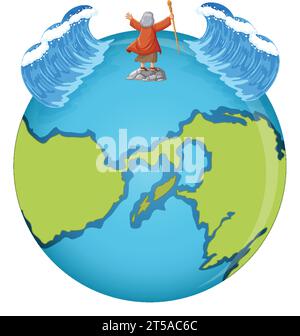 Illustration of Moses parting the Red Sea in a cartoon style Stock ...