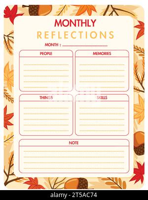 Monthly reflections captured in a metal diary with an autumn leaves ...