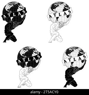Vector design of Titan Atlas holding planet Earth, ancient Greece ...
