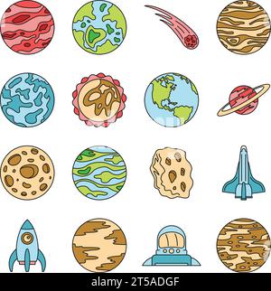 Uranus planet color line icon. Pictogram for web page, mobile app ...