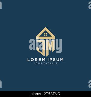 Initial letter JM roof real estate logo design ideas vector graphic ...