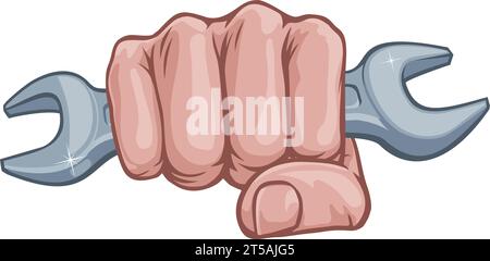 Spanner Wrench Fist Hand Comic Pop Art Cartoon Stock Vector Image & Art ...