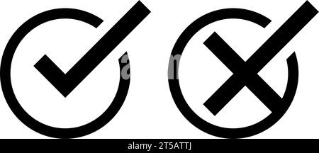 graphic illustrated Right wrong tick circle icon set green and red ...