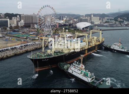 Japanese world's only whaling mother ship "Nisshin Maru" enters ...