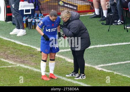 Chelsea manager Emma Hayes (right) arriving before the Barclays Women's ...